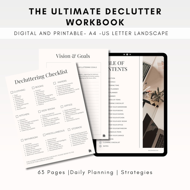 Declutter Workbook:printable Digital Guide for the Ultimate Declutter ...