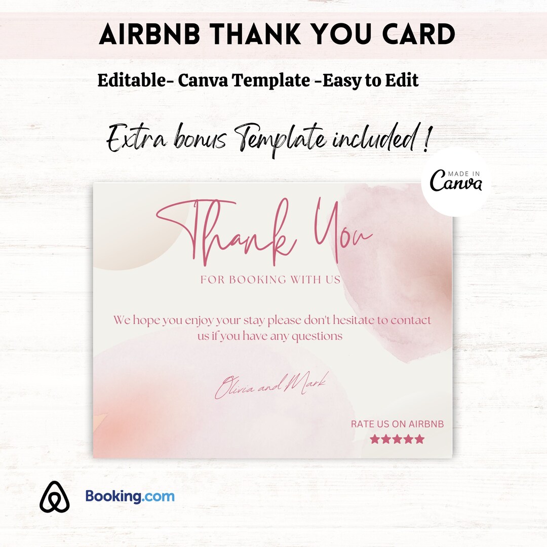 Editable Airbnb Review Request Card Template Host Thank You - Etsy