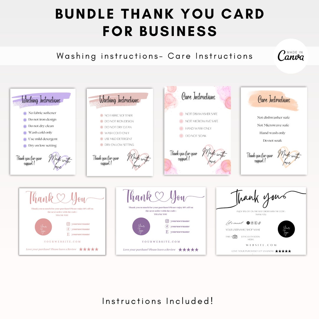 Colorful Thank You Card Bundle Templates, Perfect for Small Businesses ...