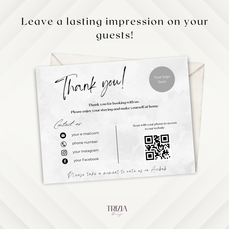 Modern Airbnb Welcome Note Card Template With QR Code and - Etsy