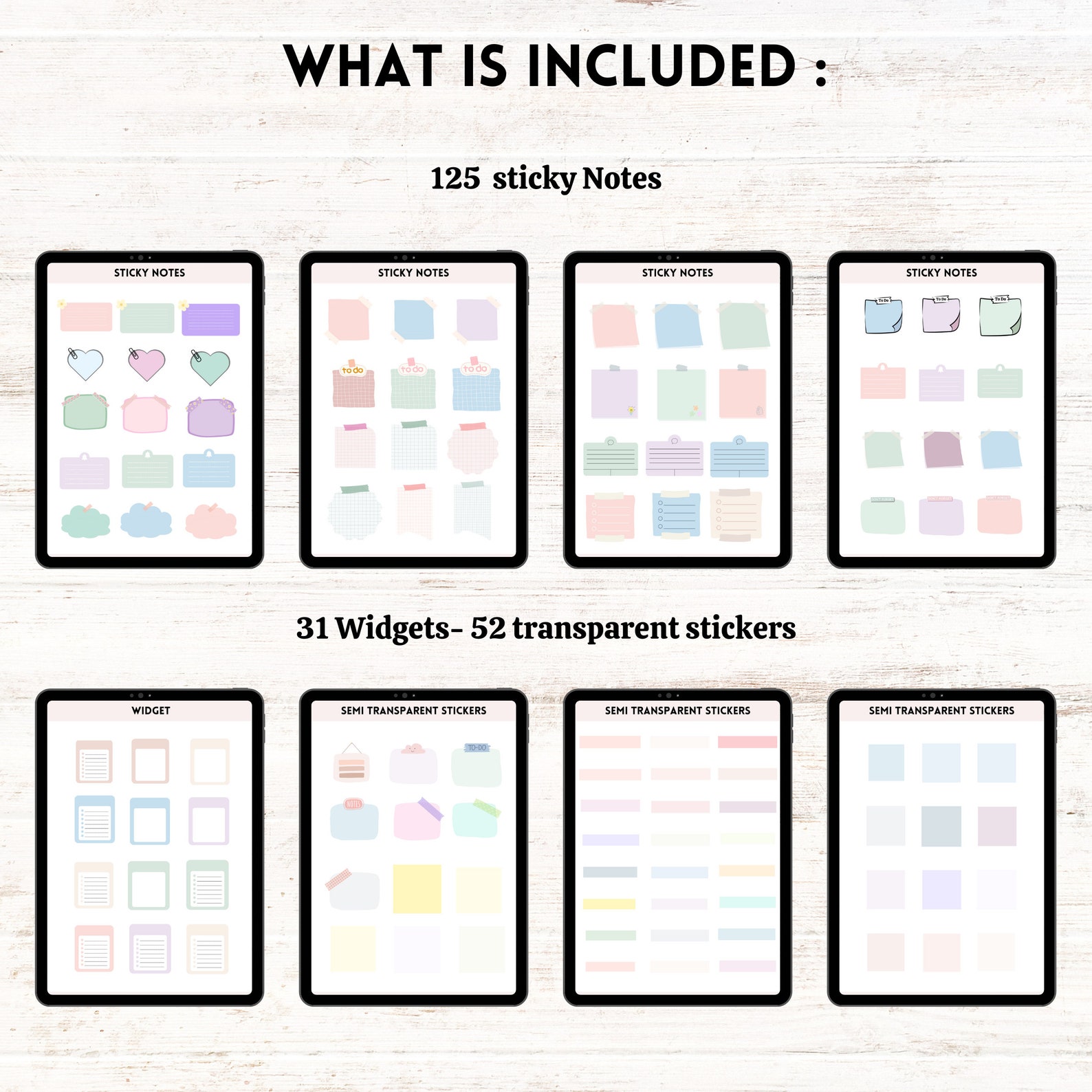 Digital Sticker Sticky Notes ,transparent Stickers and Widgets, Bundle ...