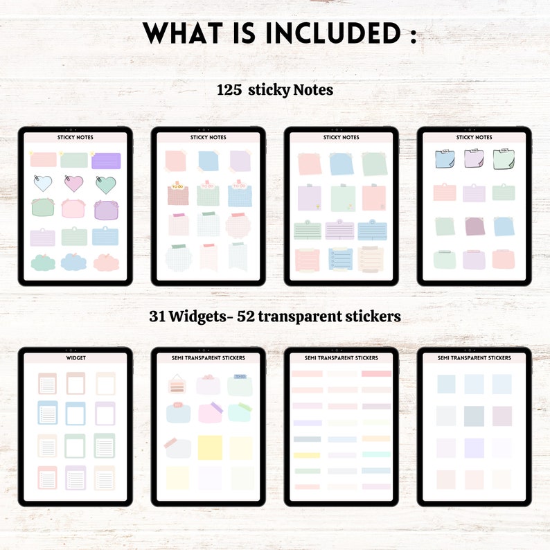 Digital Sticker Sticky Notes ,transparent Stickers and Widgets, Bundle ...