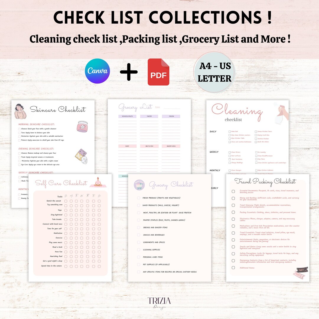 Check List Template Bundle Including Cleaning Check List - Etsy