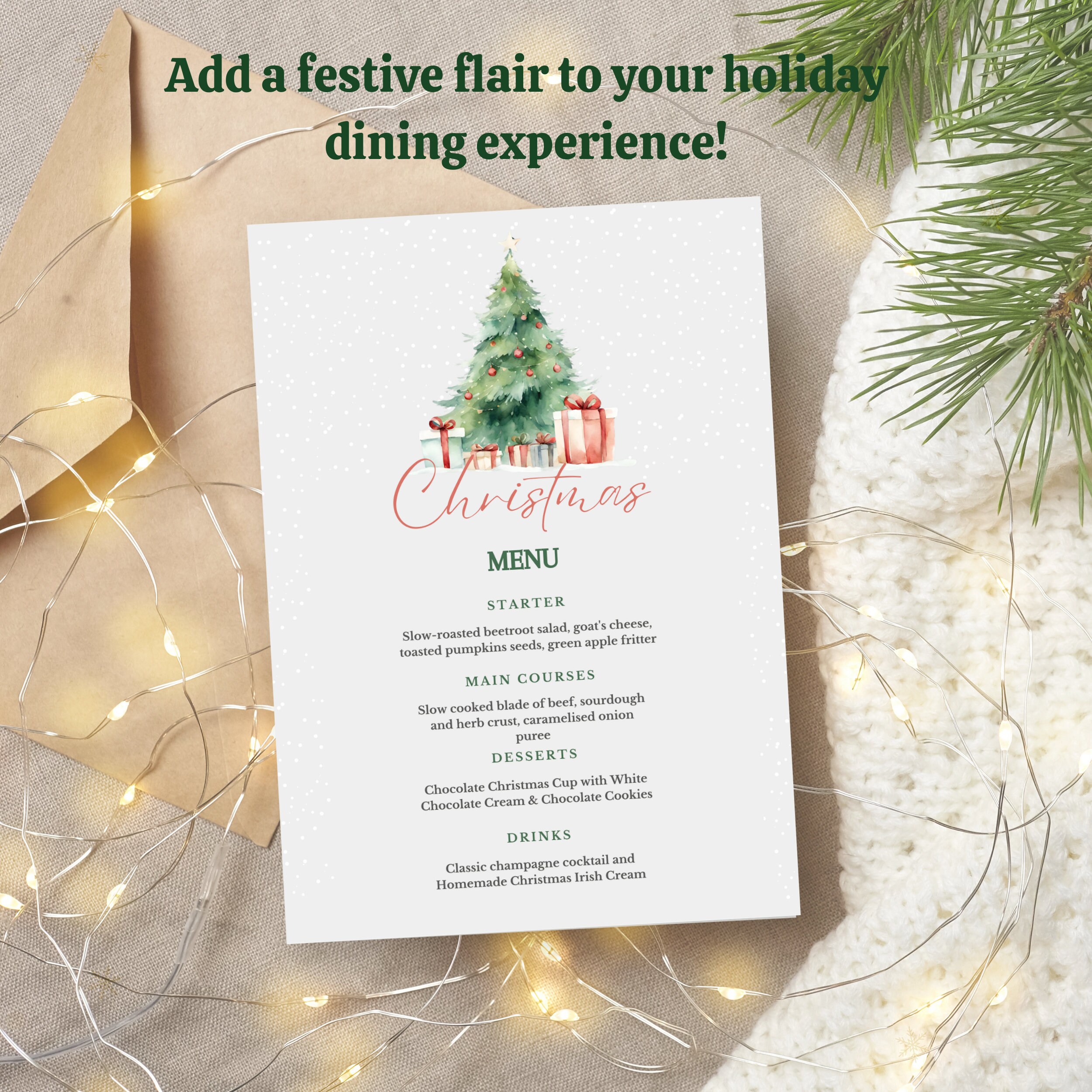 Classic Christmas Menu Template Customizable in Canva With a - Etsy