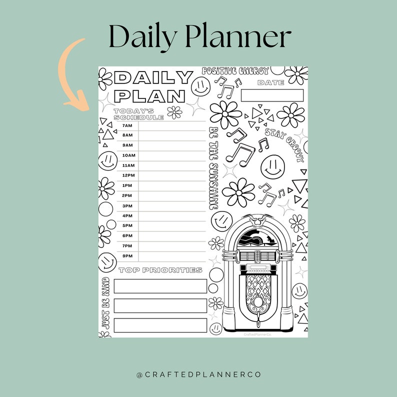 Daily & Weekly Digital Coloring Planner | Printable | PDF and PNG ...
