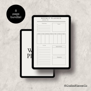 Minimalist Digital Planner Bundle, Printable Planner, Daily Weekly ...