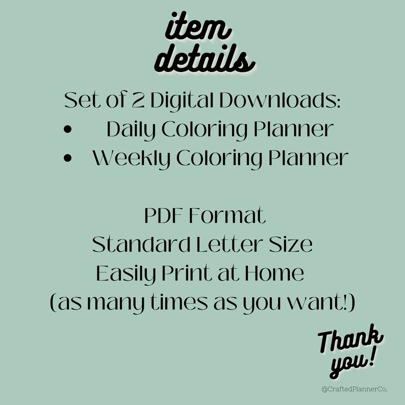 Daily & Weekly Digital Coloring Planner | Printable | PDF and PNG ...