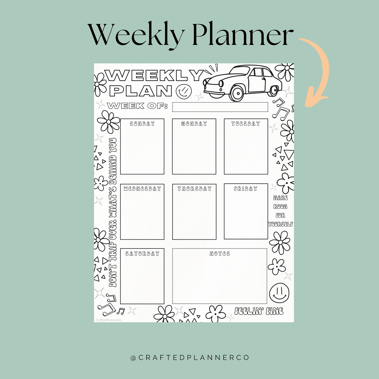 Daily & Weekly Digital Coloring Planner | Printable | PDF and PNG ...
