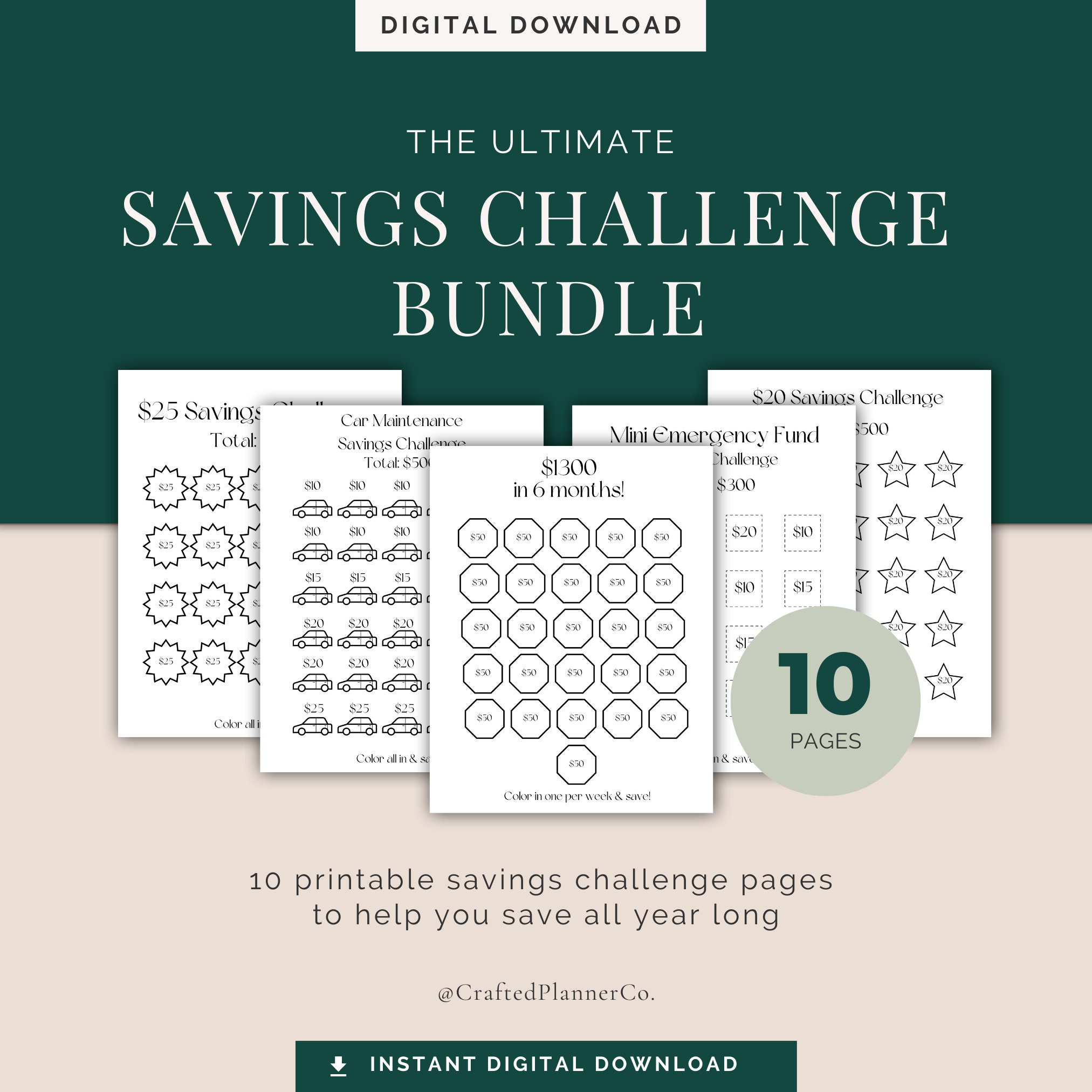 Savings Challenge Printable | Savings Challenge Bundle | Instant ...