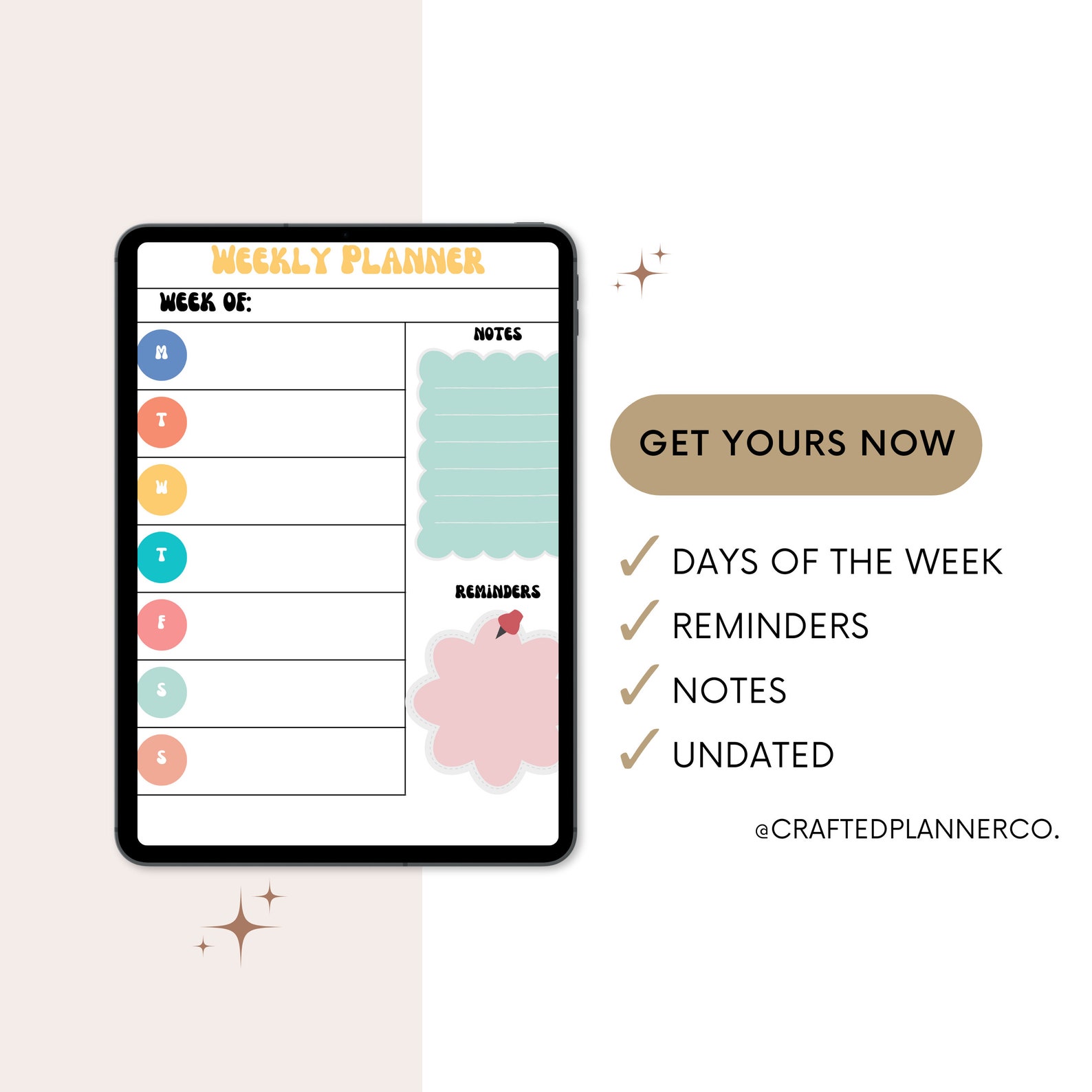 Colorful Weekly Digital Download Planner, iPad Planner, Undated ...