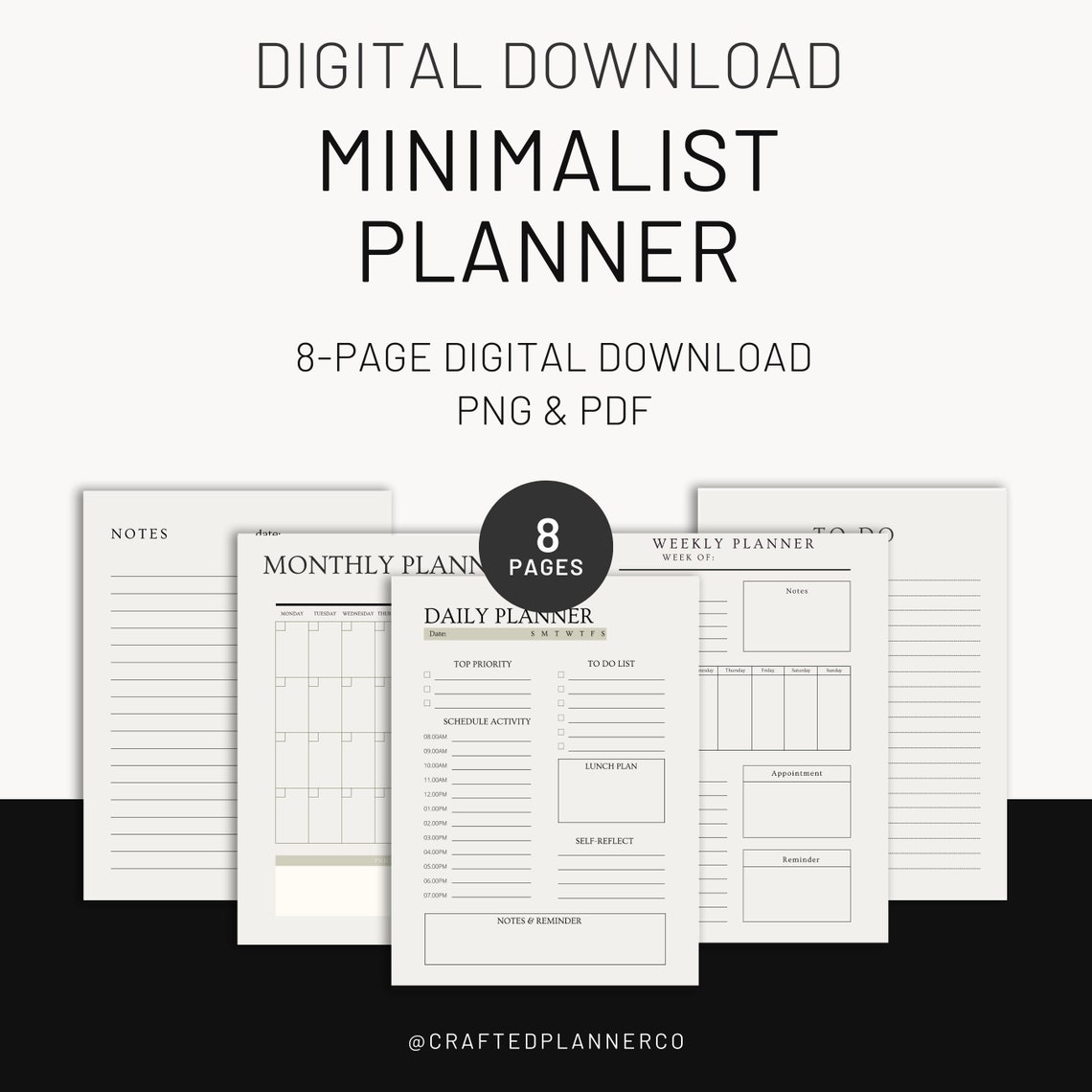 Minimalist Digital Planner Bundle Printable Planner Daily - Etsy