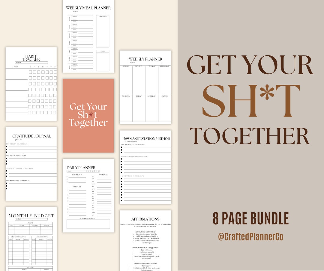 Printable Get Your Sht Together Productivity Bundle Daily, Weekly, Meal ...