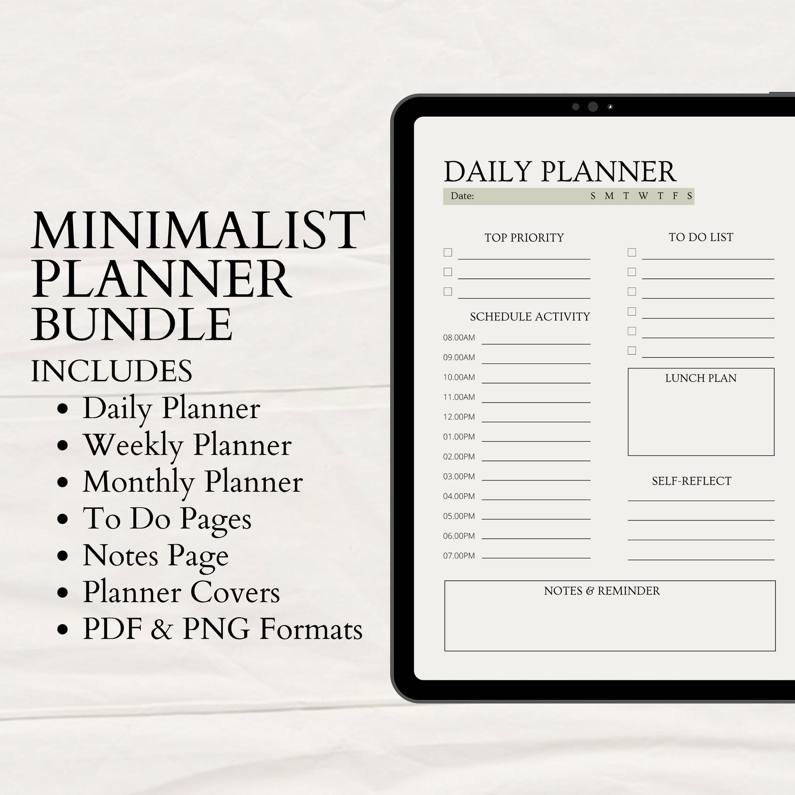 Minimalist Digital Planner Bundle Printable Planner Daily - Etsy