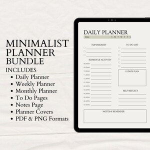 Minimalist Digital Planner Bundle, Printable Planner, Daily Weekly ...