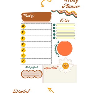 Retro Inspired Digital Weekly Planner, iPad Planner, Printable Planner ...