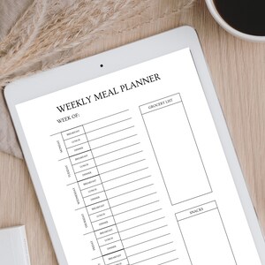 Minimalist Undated Meal Planner Bundle Includes Grocery List, Monthly ...