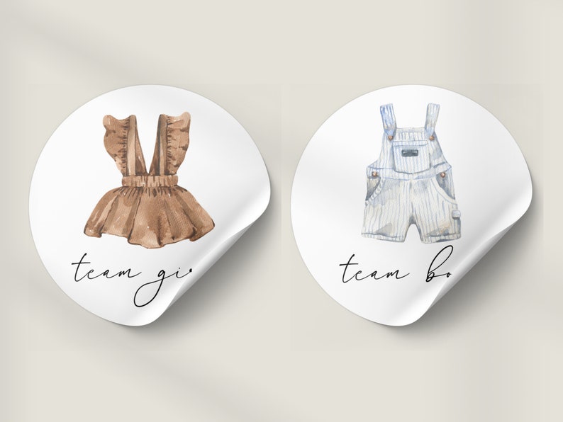Gender Reveal Stickers, Boho Rustic Romper Baby Clothes Gender Reveal ...