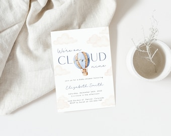 Modern Cloud 9 Baby Shower Invitation Template, We're on Cloud Nine ...