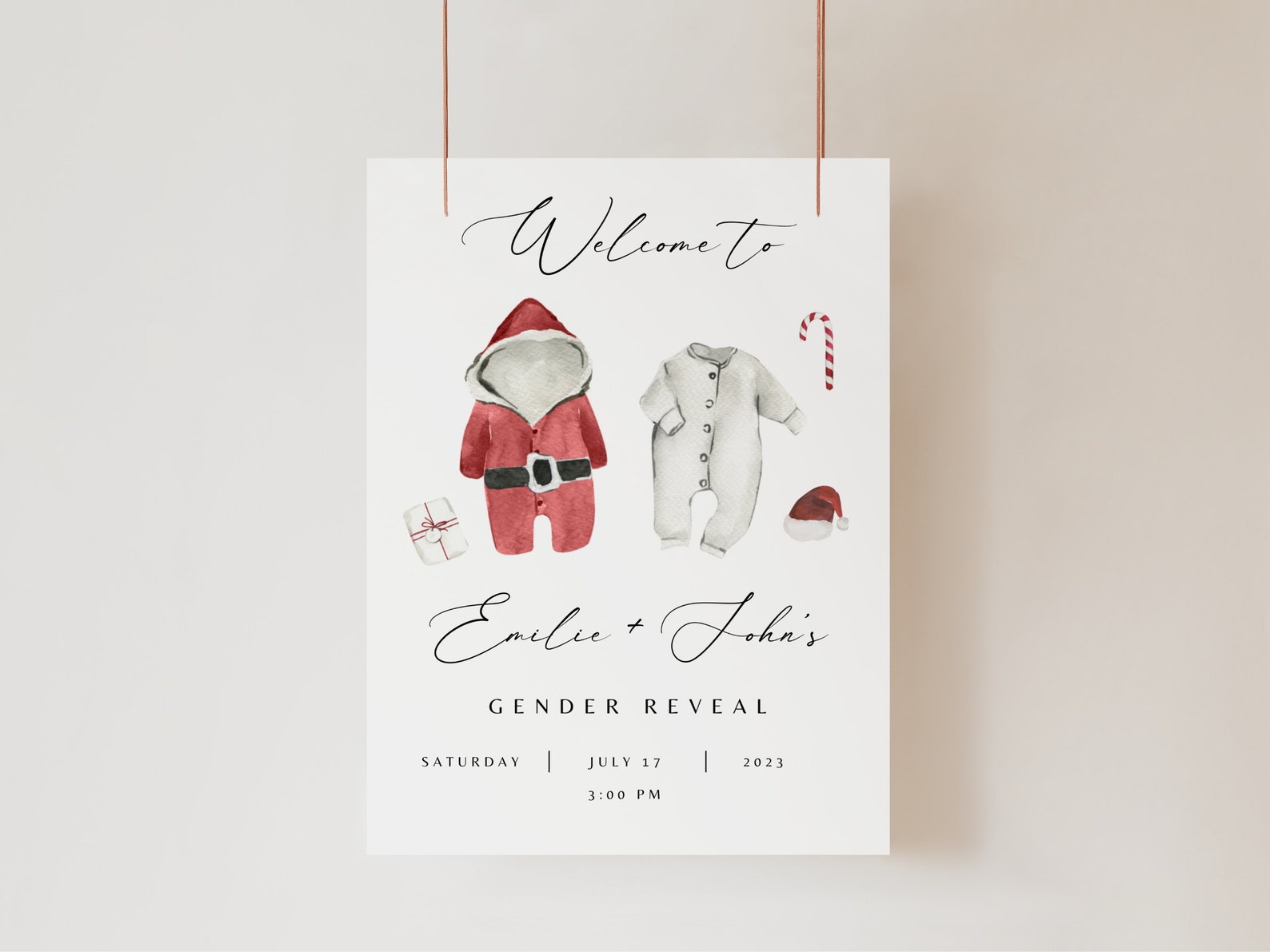 Christmas Gender Reveal Welcome Sign: Santa Baby Clothes (digital ...