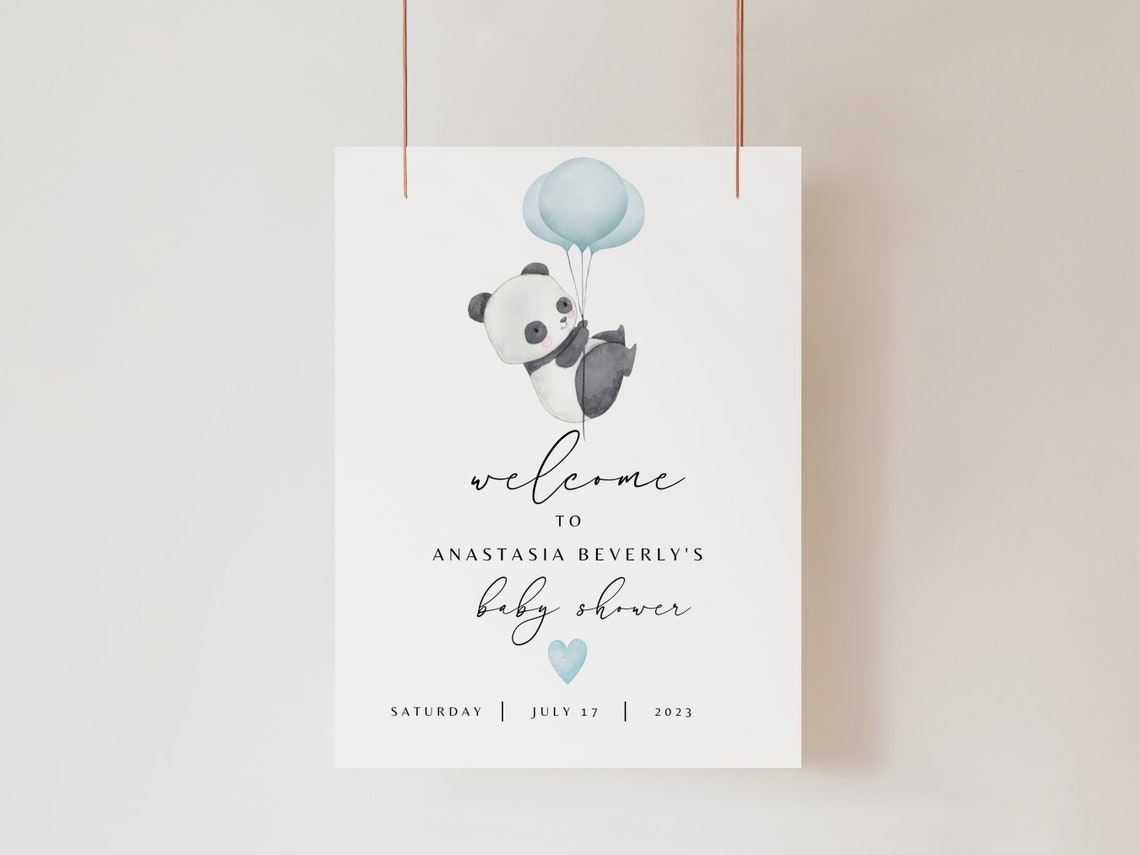 Editable Panda Baby Shower Welcome Sign (digital Download) - Etsy
