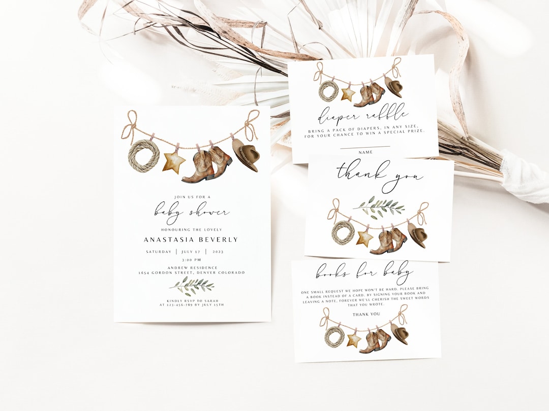Editable Cowboy Baby Shower Invitation Bundle (digital) - Etsy