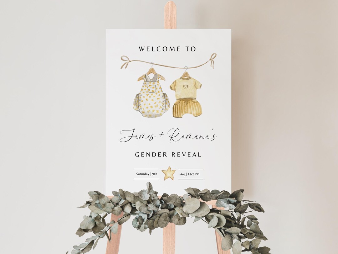 Boho Gender Reveal Welcome Sign, Editable Gender Reveal Sign Template ...