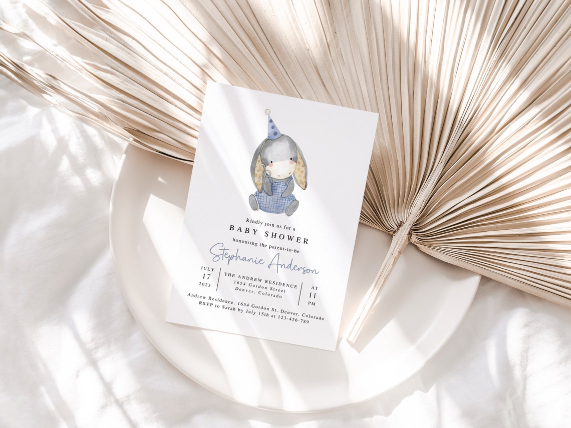 Boho Donkey Baby Shower Invitation Template: Gender Neutral (digital ...