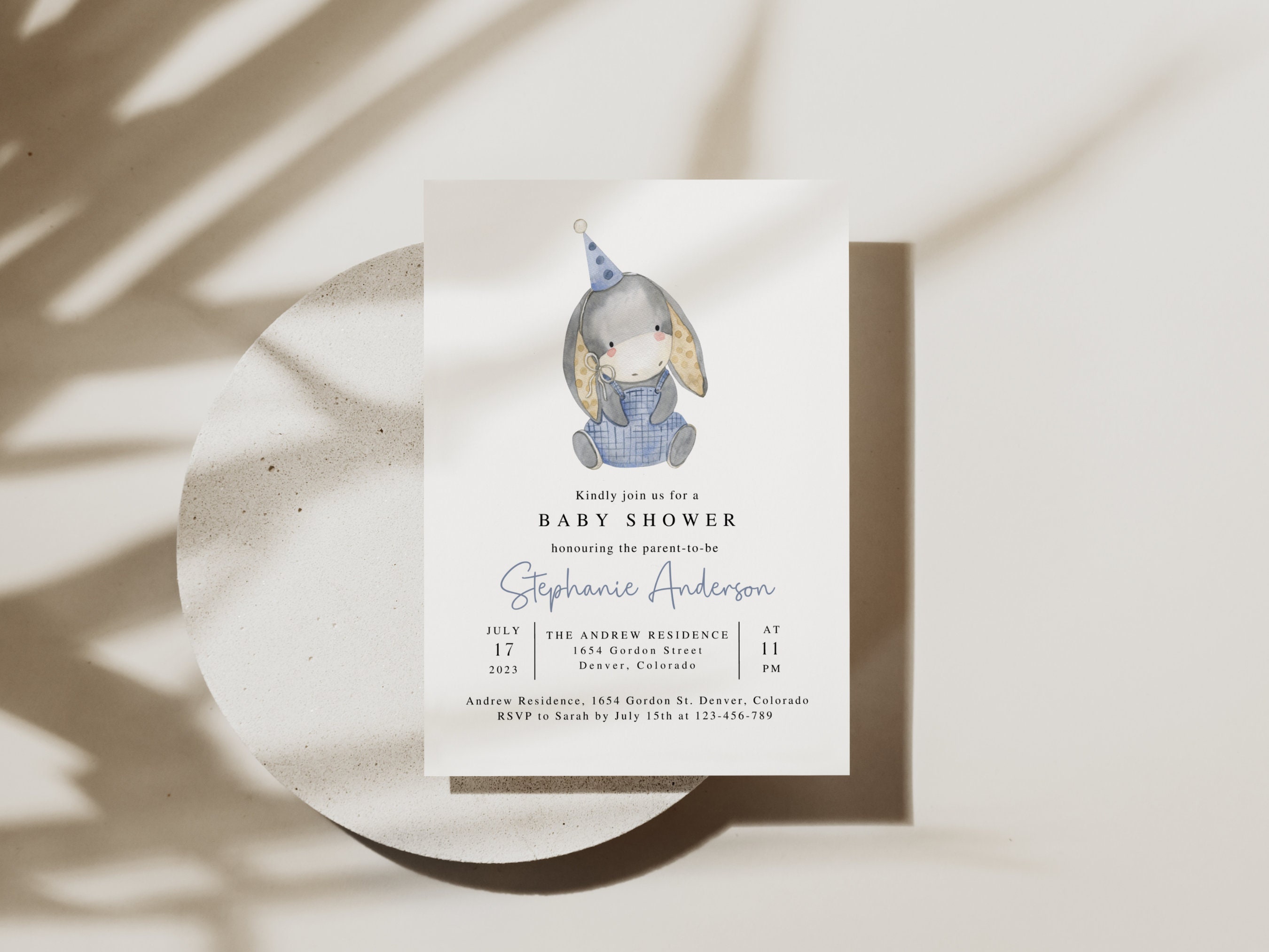 Boho Donkey Baby Shower Invitation Template: Gender Neutral (digital ...