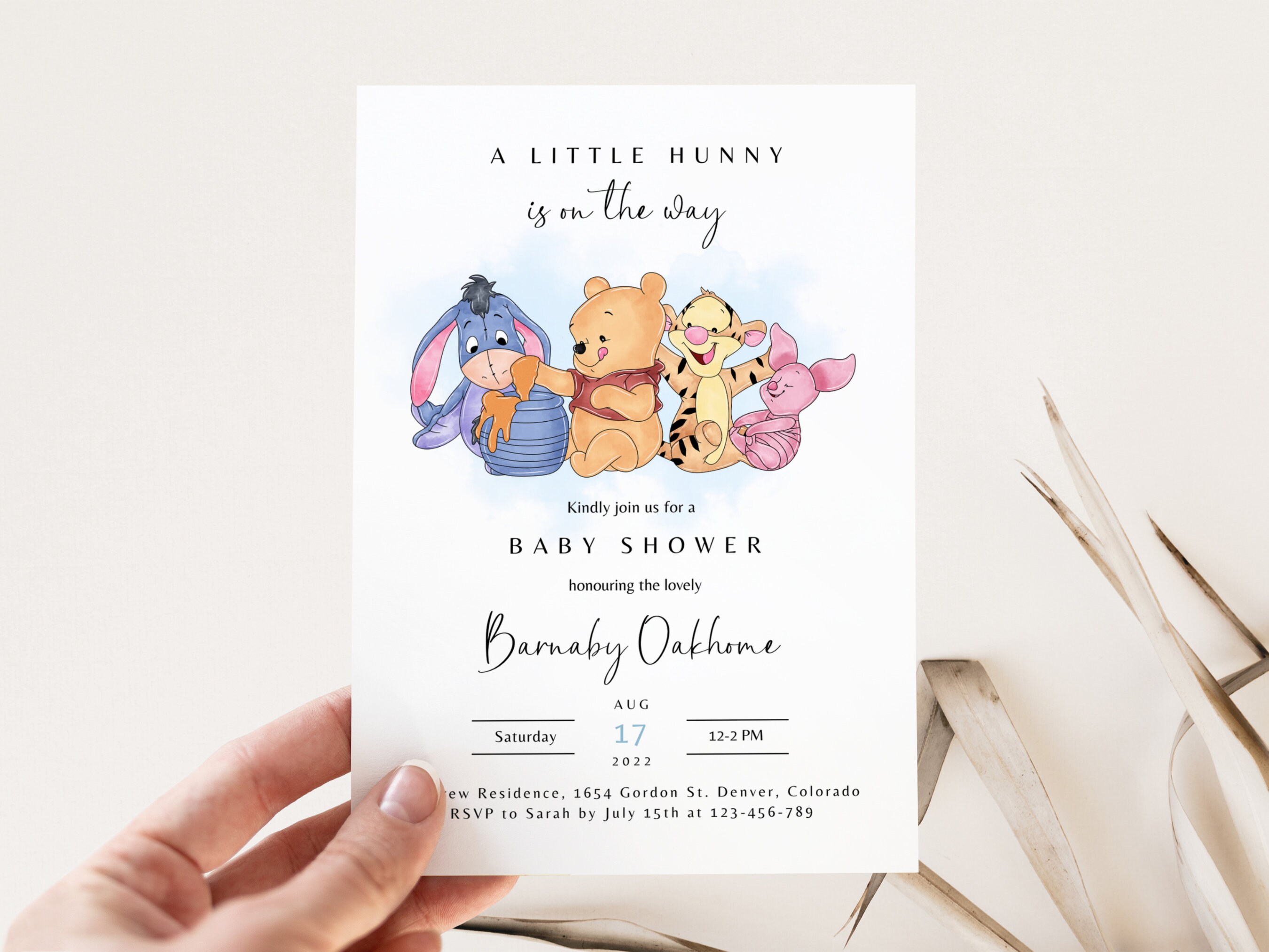 Editable A Little Hunny Winnie the Pooh Invitation Classic - Etsy