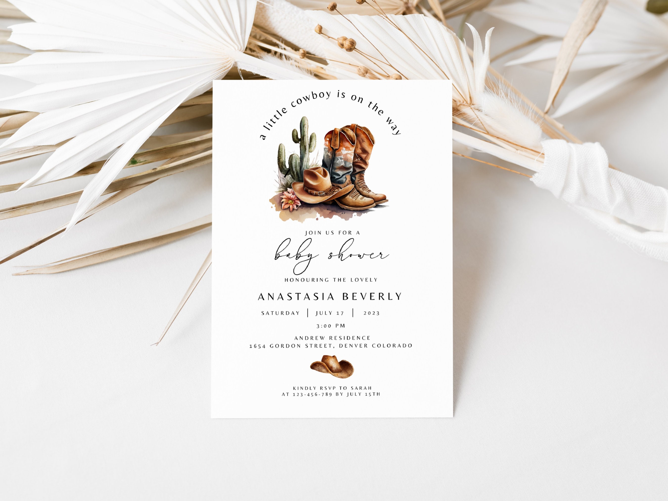 Cowboy Baby Shower Invitation Template Editable Wild West Boy - Etsy
