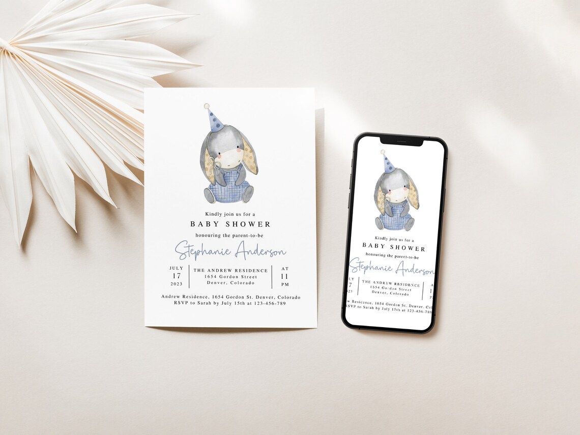 Boho Donkey Baby Shower Invitation Template: Gender Neutral (digital ...