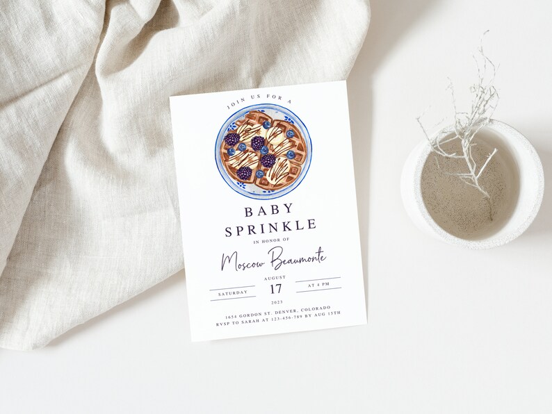 Waffle Baby Sprinkle Invitation Template: Editable Baby Brunch Invite ...
