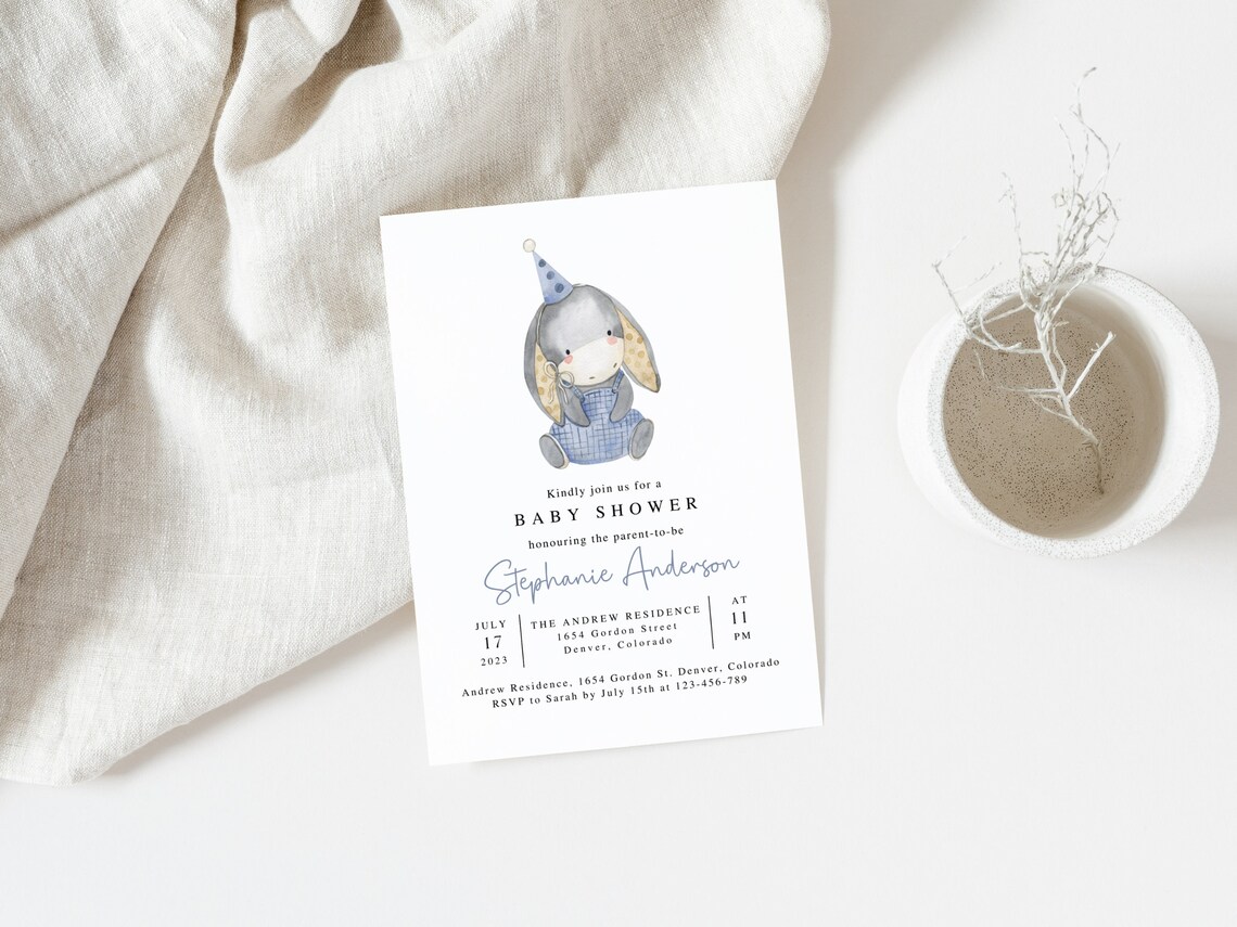 Boho Donkey Baby Shower Invitation Template: Gender Neutral (digital ...