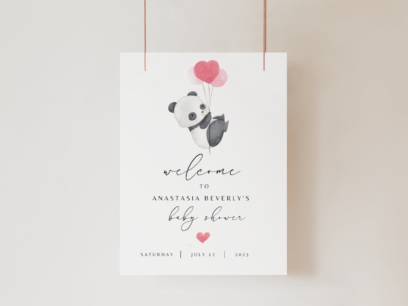 Editable Panda Baby Shower Welcome Sign Template, Printable Safari ...