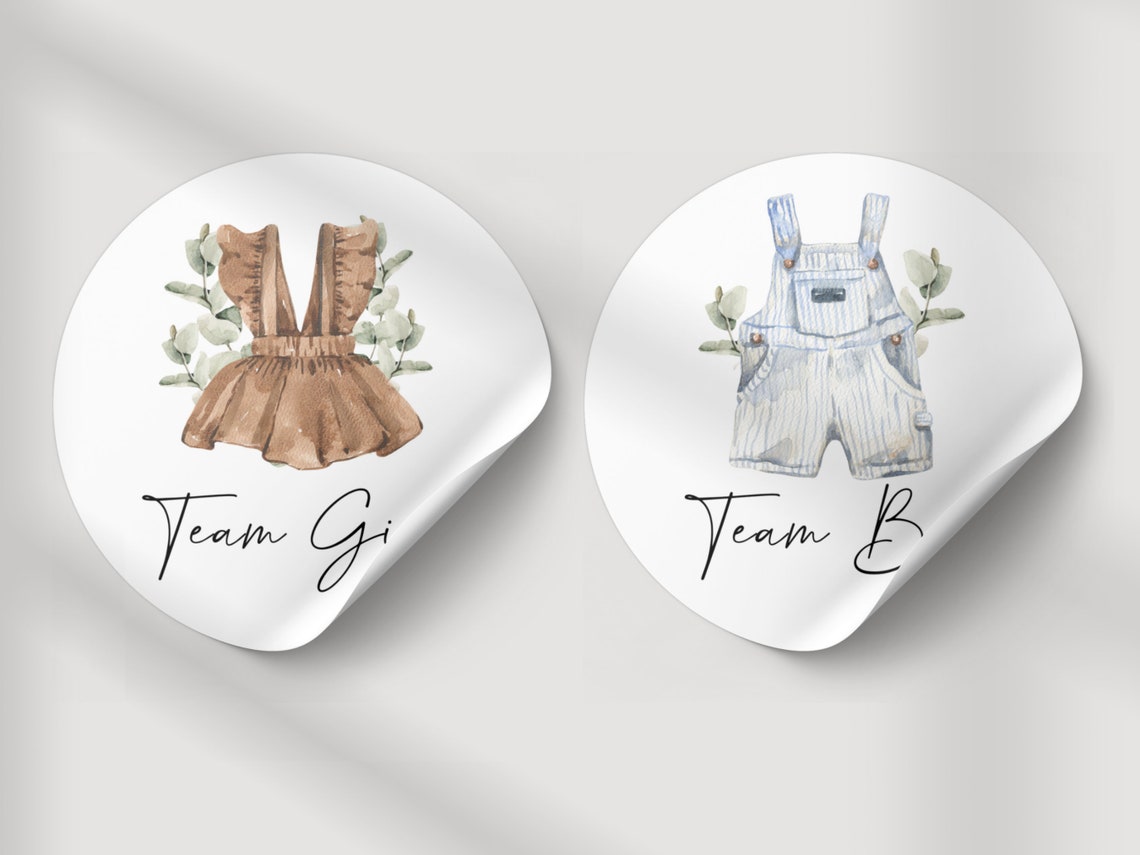 Boho Gender Reveal Stickers, Team Boy Team Girl, Editable Gender Reveal ...