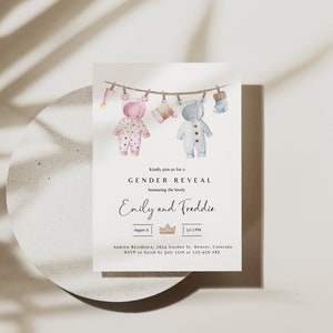 Boho Gender Reveal Invitation, Editable Gender Reveal Invite Template ...