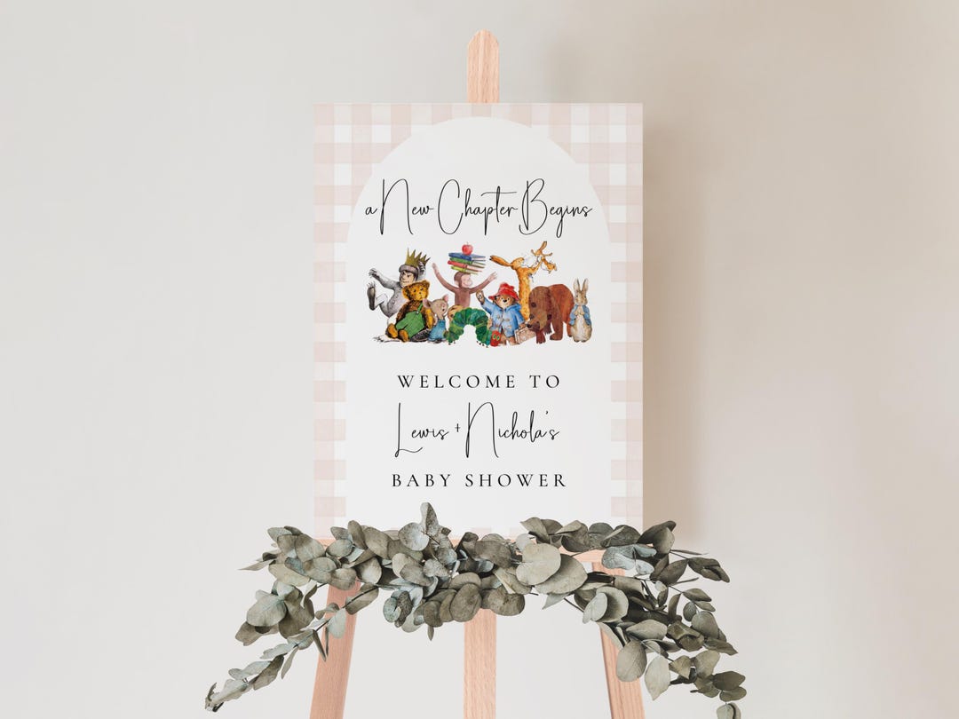 Storybook Baby Shower Welcome Sign, Woodland Characters, Editable ...