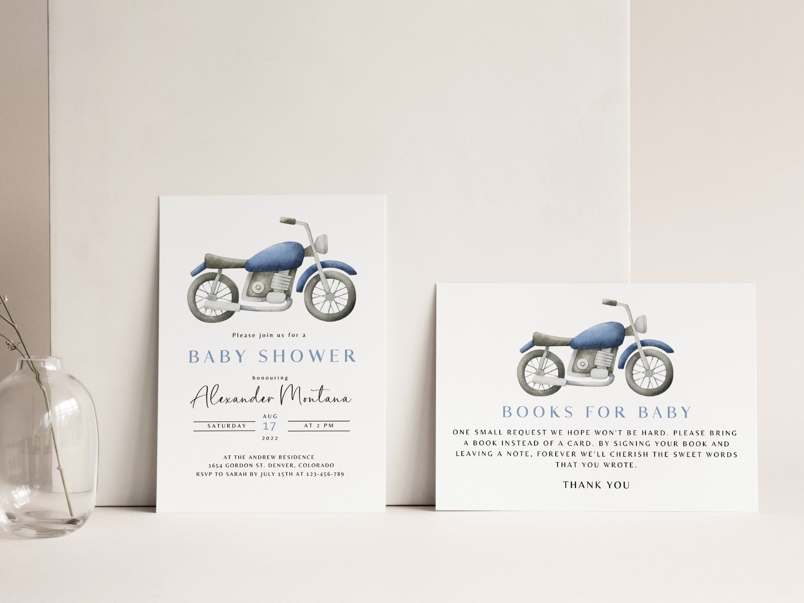 Motorcycle Baby Shower Invitation Bundle: Biker Theme (digital ...