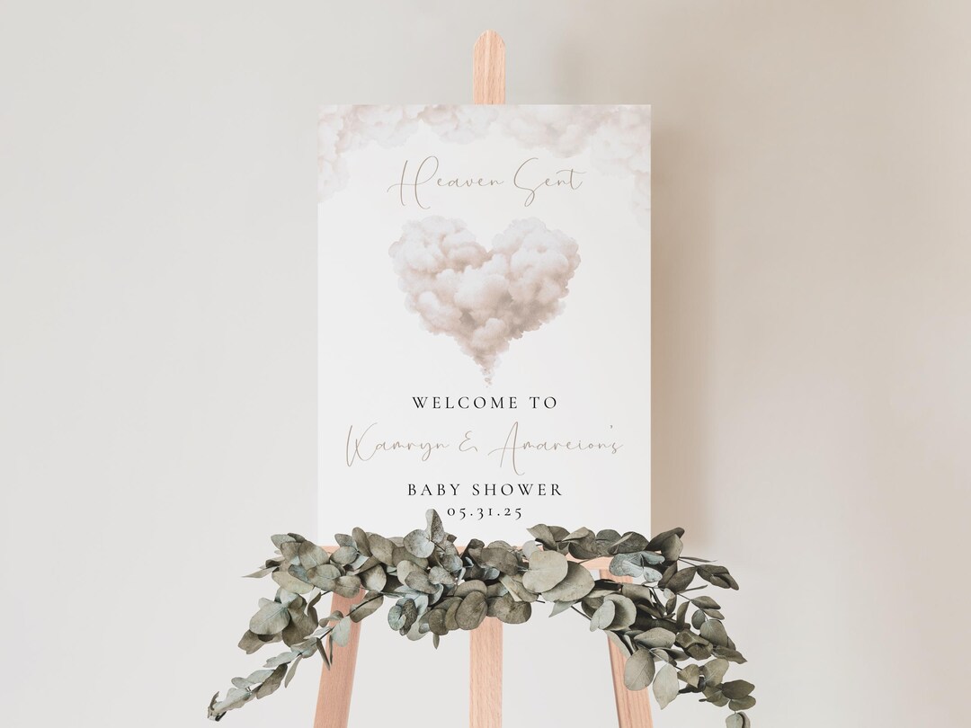 Baby Shower Welcome Sign, Baby Shower Centrepiece, Heaven Sent, A ...
