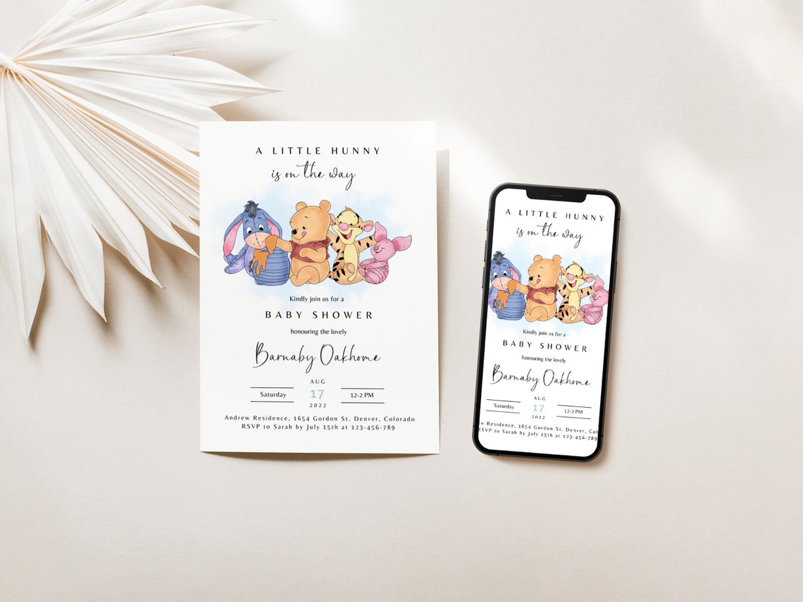 Editable A Little Hunny Winnie the Pooh Invitation Classic - Etsy