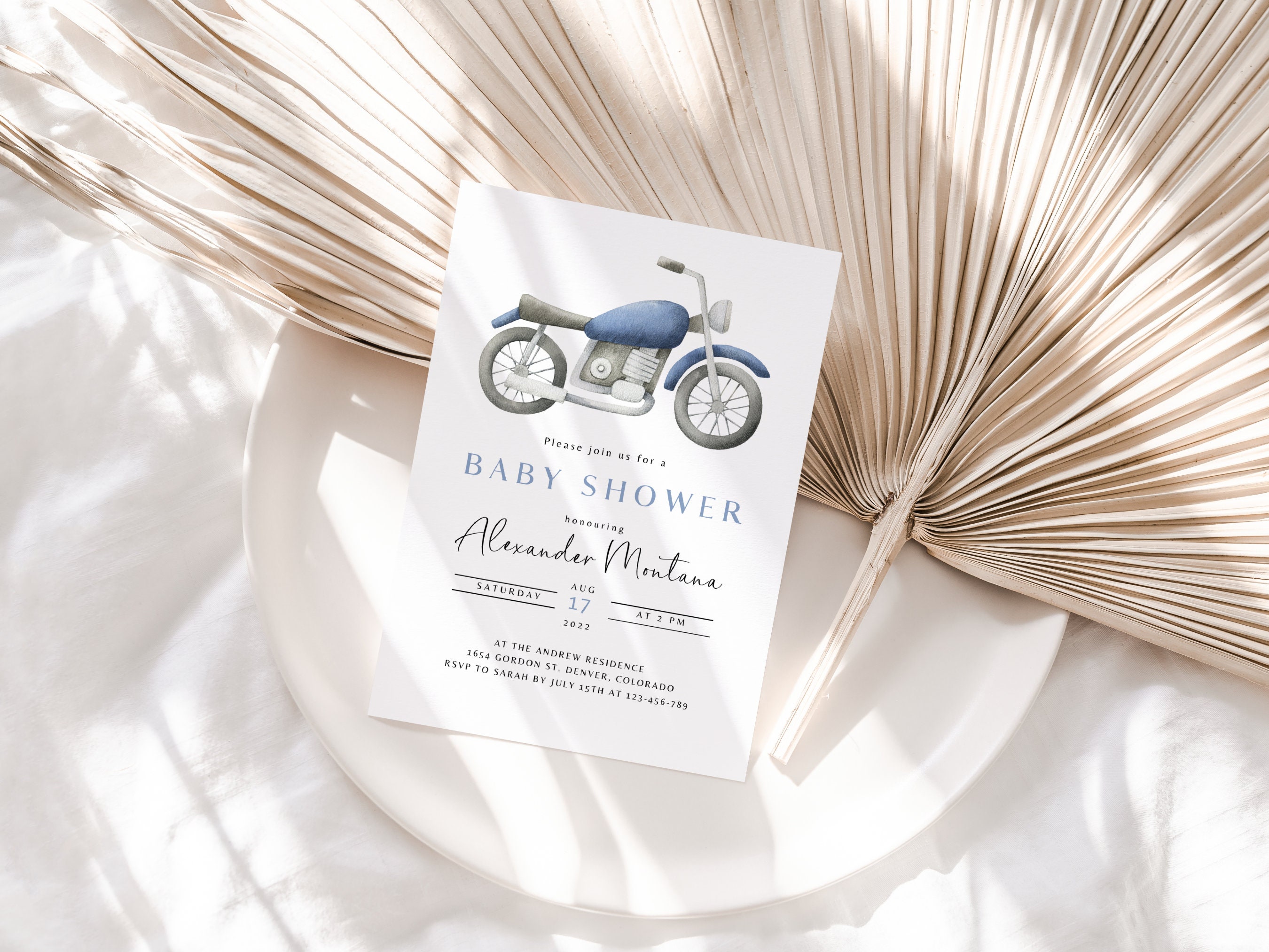 Motorcycle Baby Shower Invitation Bundle: Biker Theme (digital ...