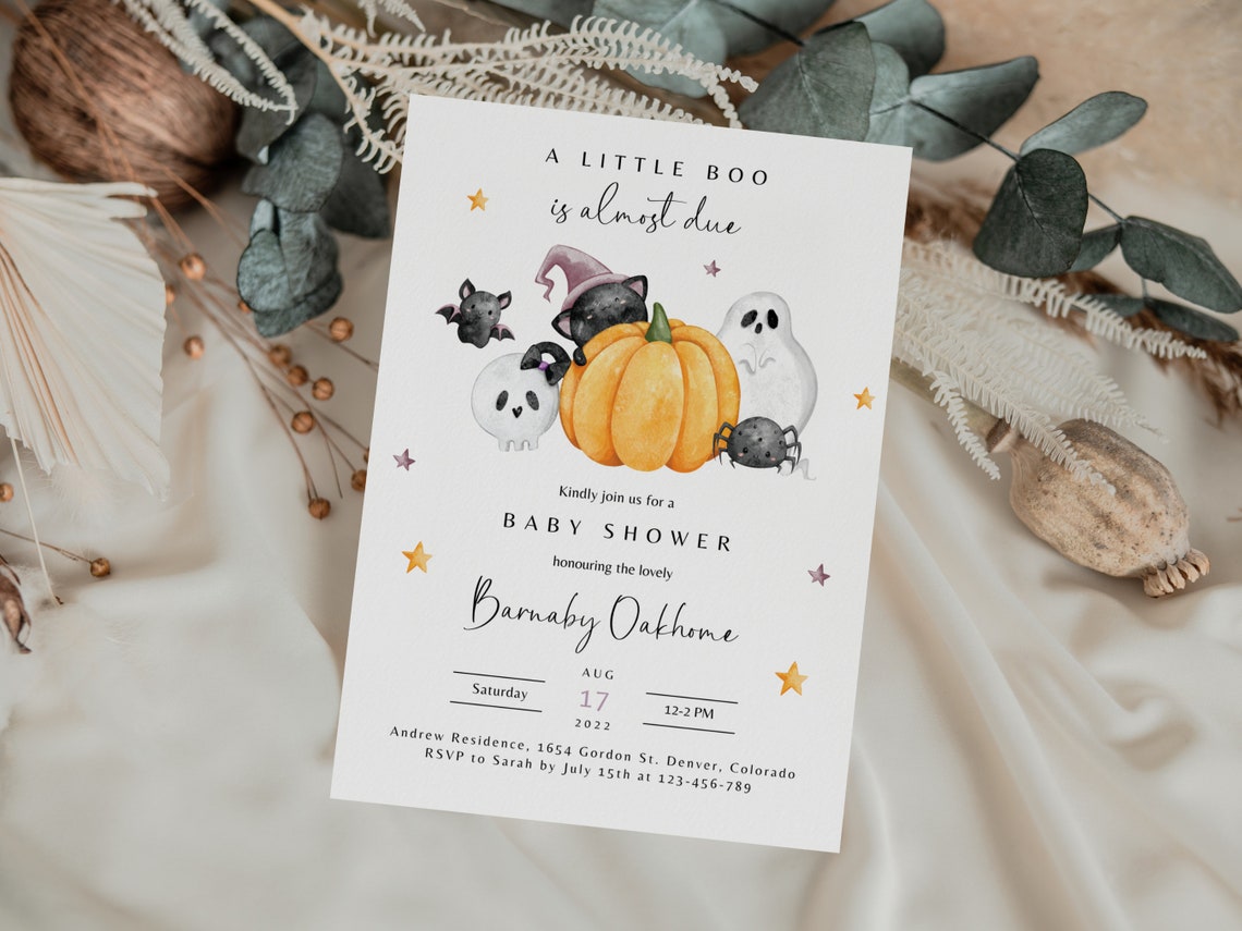 A Little Boo is Almost Due Baby Shower Invitation, Gender Neutral ...