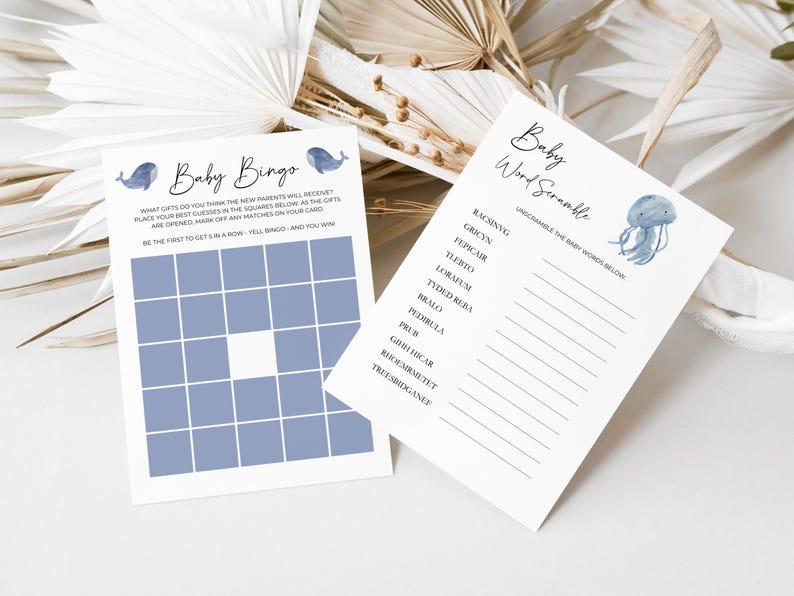 Nautical Baby Shower Games Bundle: Under the Sea Theme (digital ...