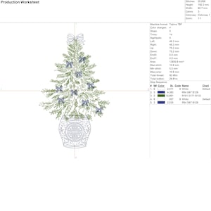 Chinoiserie Christmas Tree Machine Embroidery Design, Winter Blue and ...