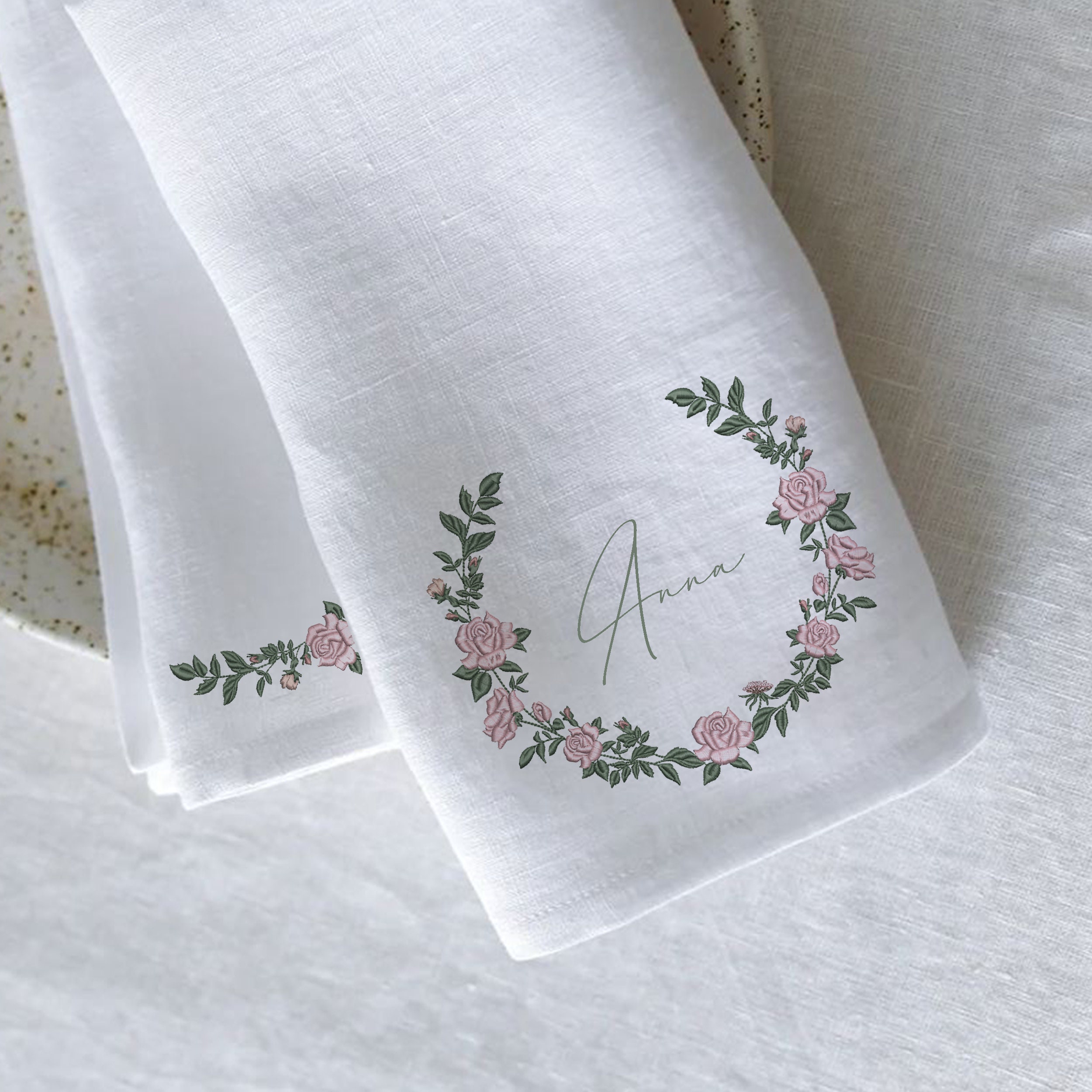Rose Flower Border, Corner and Monogram Wreath for Machine Embroidery ...