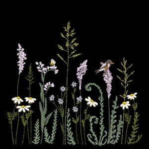 Wildflower Meadow Machine Embroidery Design, Botanical Flower Pattern ...