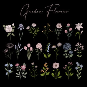 22 Garden Flower Machine Embroidery Designs, Tiny Floral Botanical Mini ...