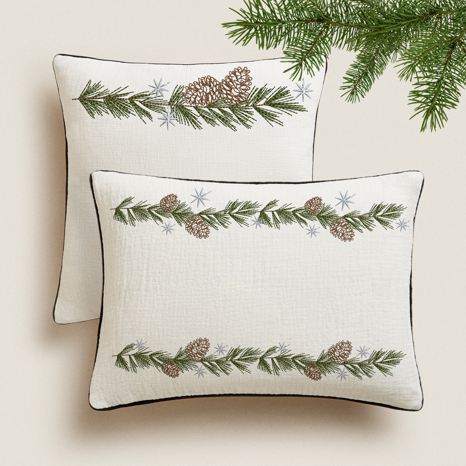 3 Christmas Pine Tree Branch Border Machine Embroidery - Etsy Canada