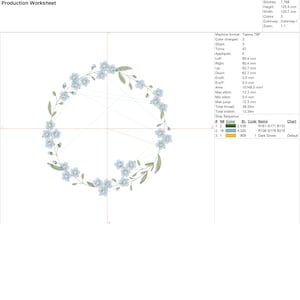 Forget-me-not Flower Wreath for Machine Embroidery Design, Botanical ...