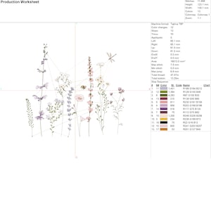 Wildflower Meadow Machine Embroidery Design, Flower Pattern Instant ...